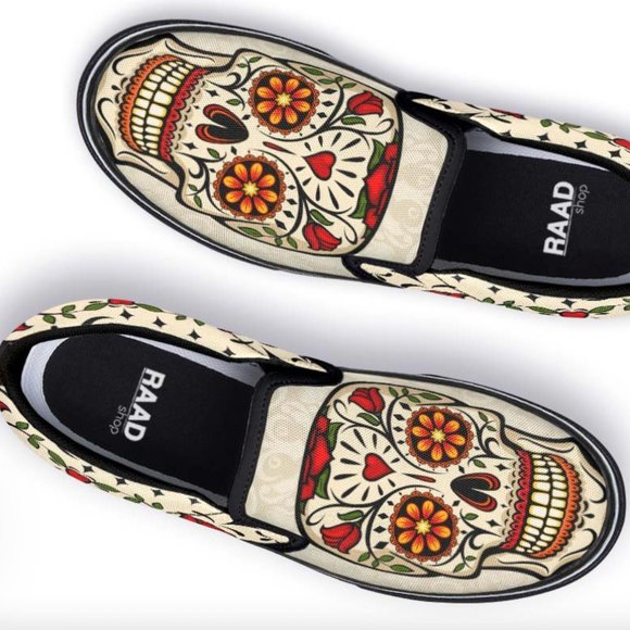 RAAD | Shoes | Host Pickraad Happy Rose Sugar Skull Unisex Slip On ...